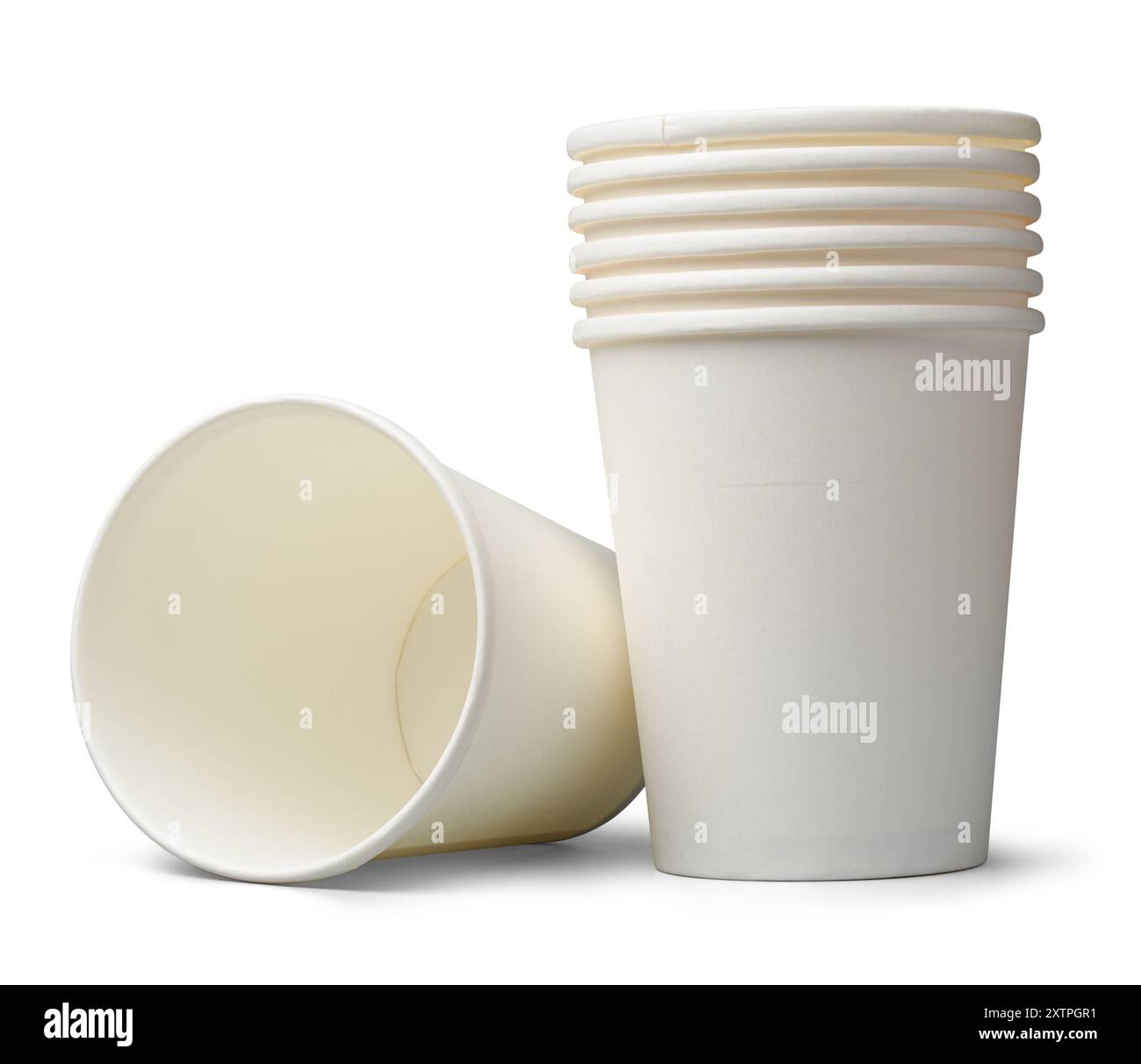disposable empty paper cups isolated white background, made from ...