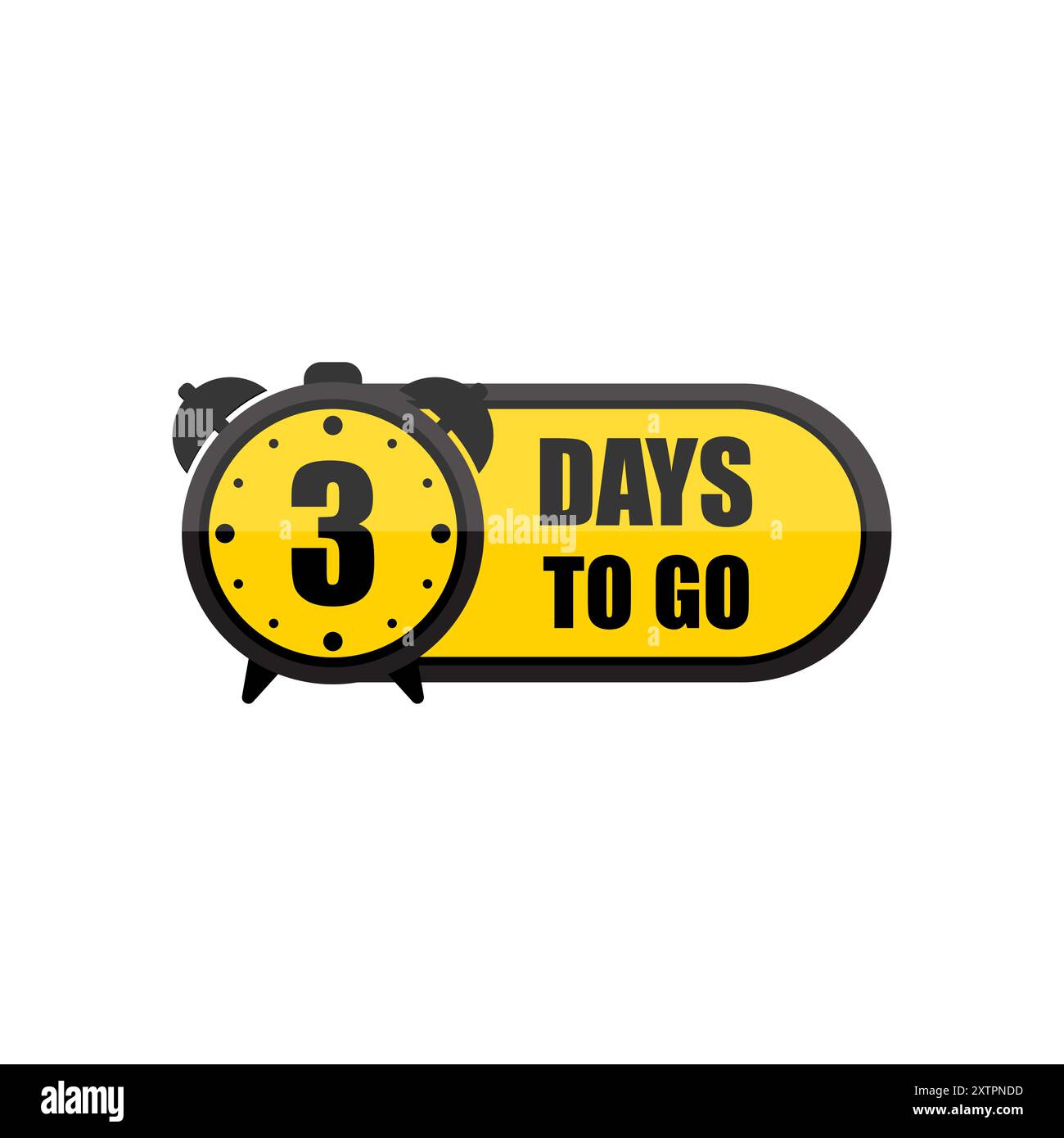 Countdown timer icon. Number three focus. Bold 3 days to go text ...
