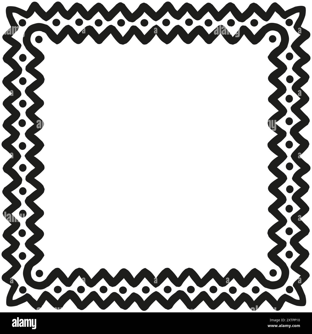 Decorative zigzag frame. Vector border design. Black and white ...