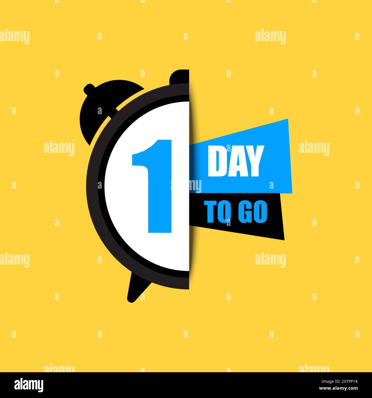 Countdown timer graphic. Number one focus. Bold 1 day to go text ...