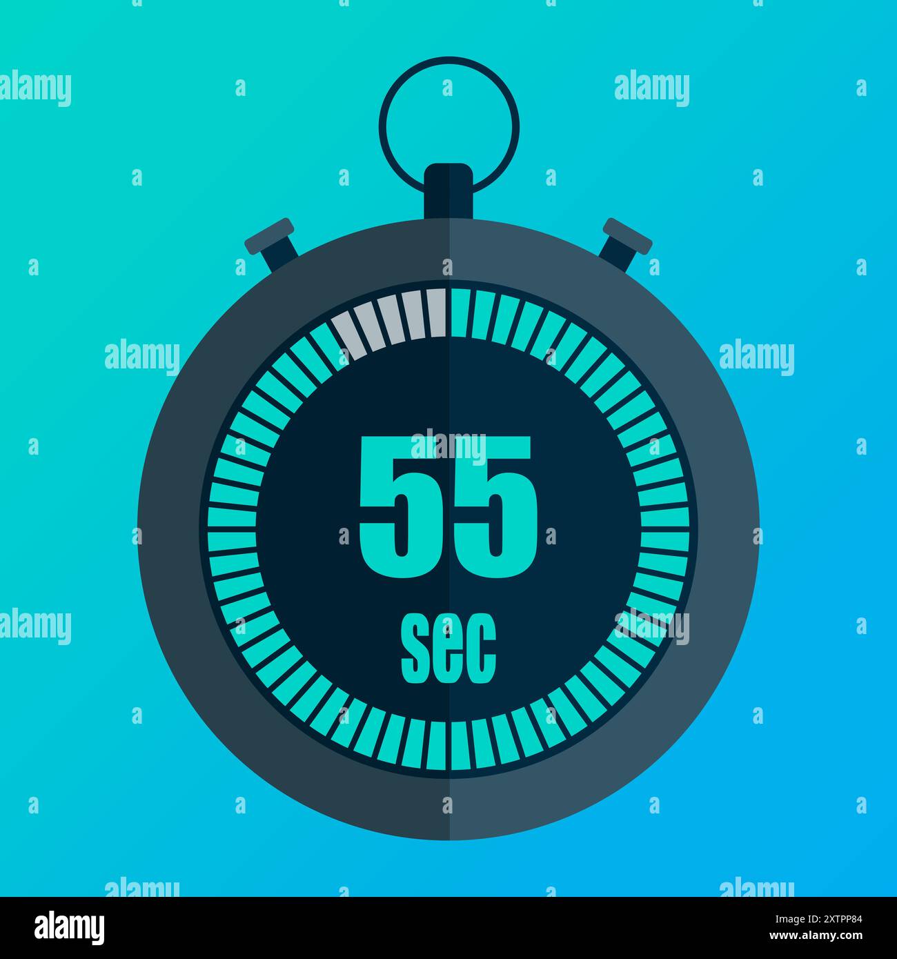 Digital stopwatch icon. Fifty five seconds. 55 seconds. Blue gradient ...