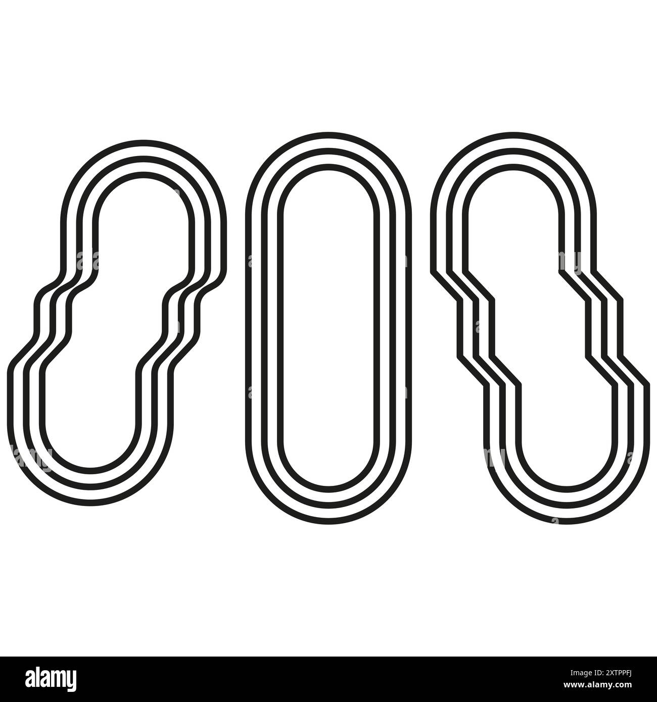 Abstract loop icons. Black and white lines. Geometric vector shapes ...