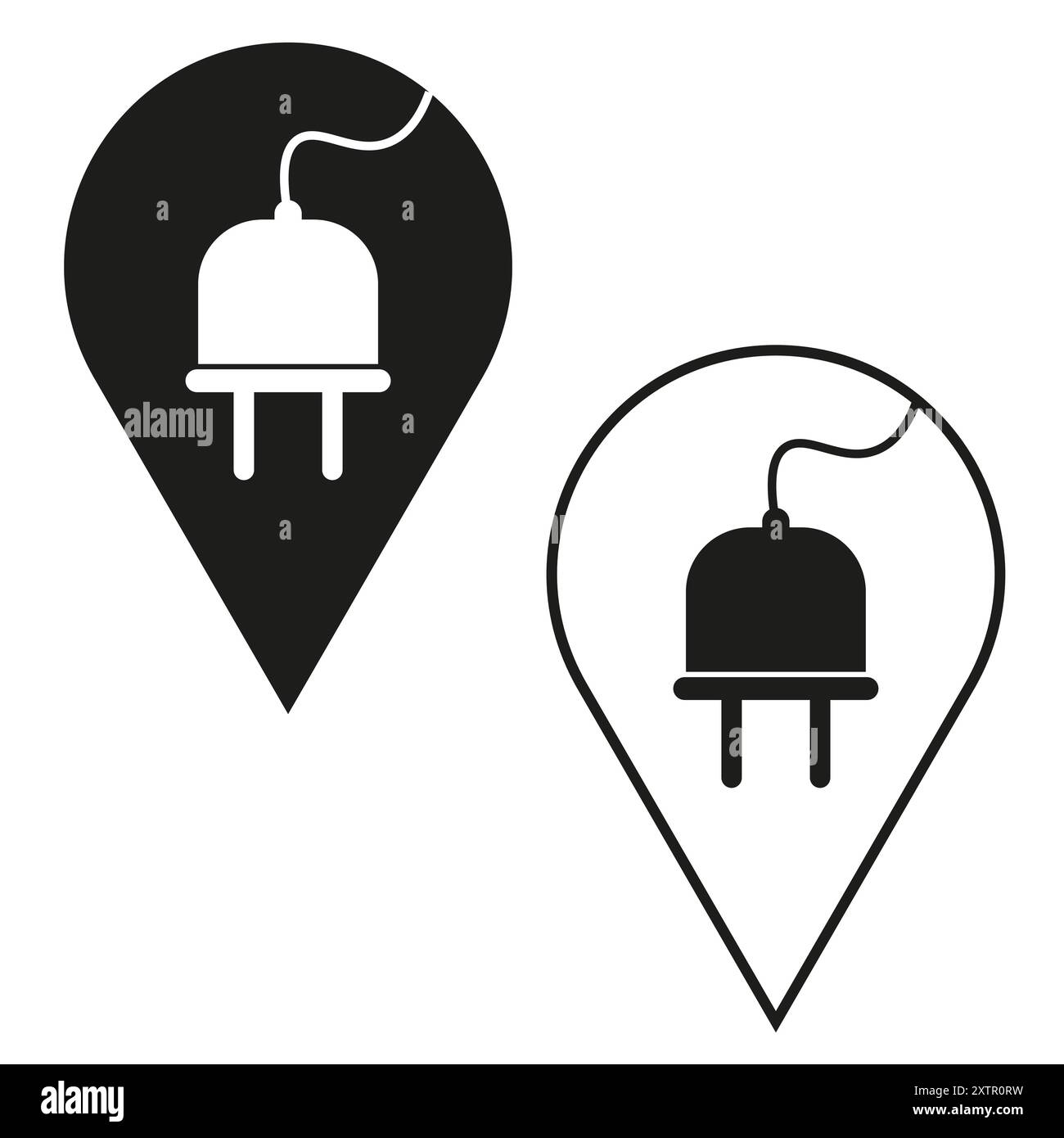 Electric plug icons. Black and white pointer symbols. Minimalist vector ...