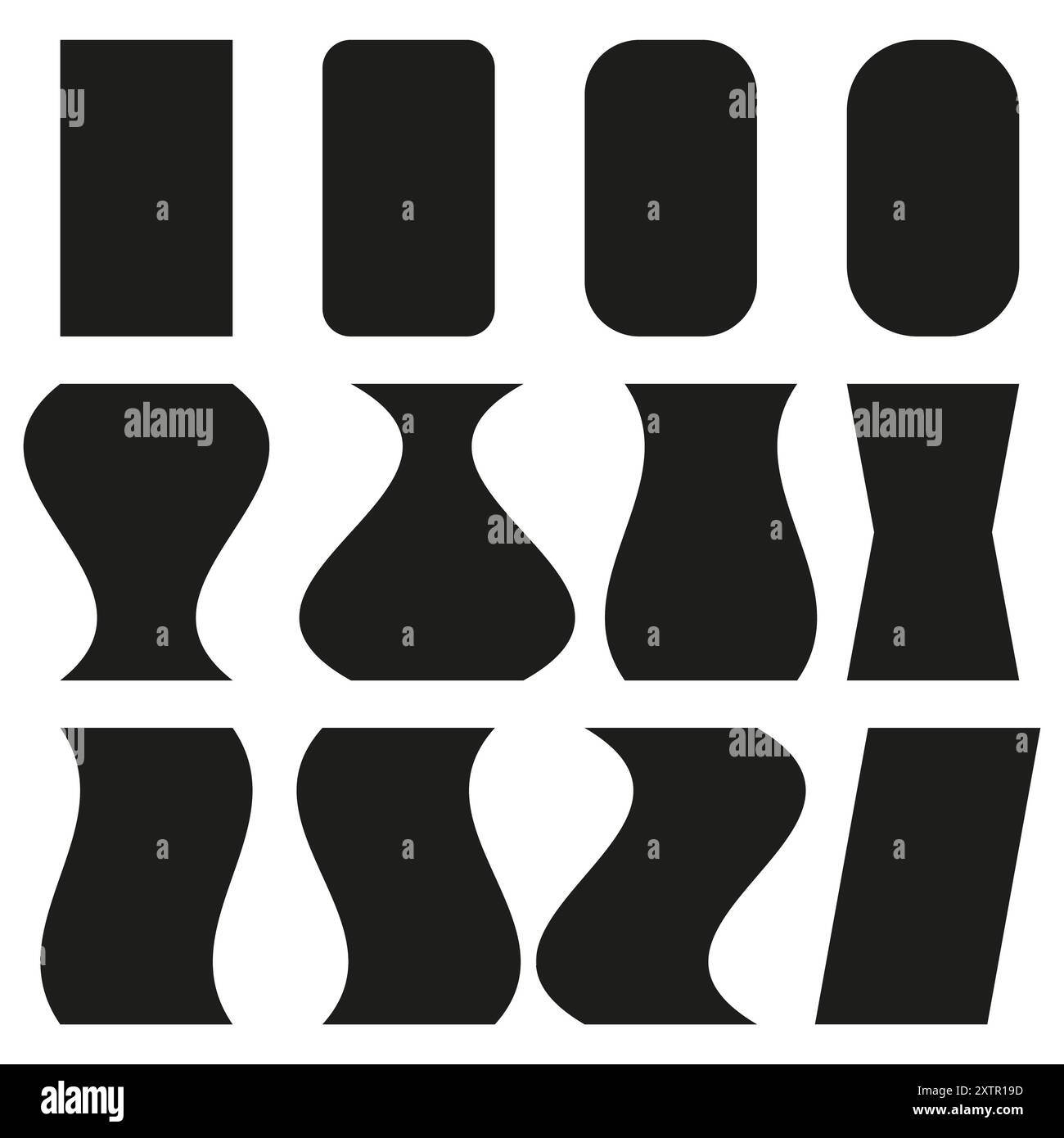 Abstract vase shapes. Black and white design. Modern vector elements ...