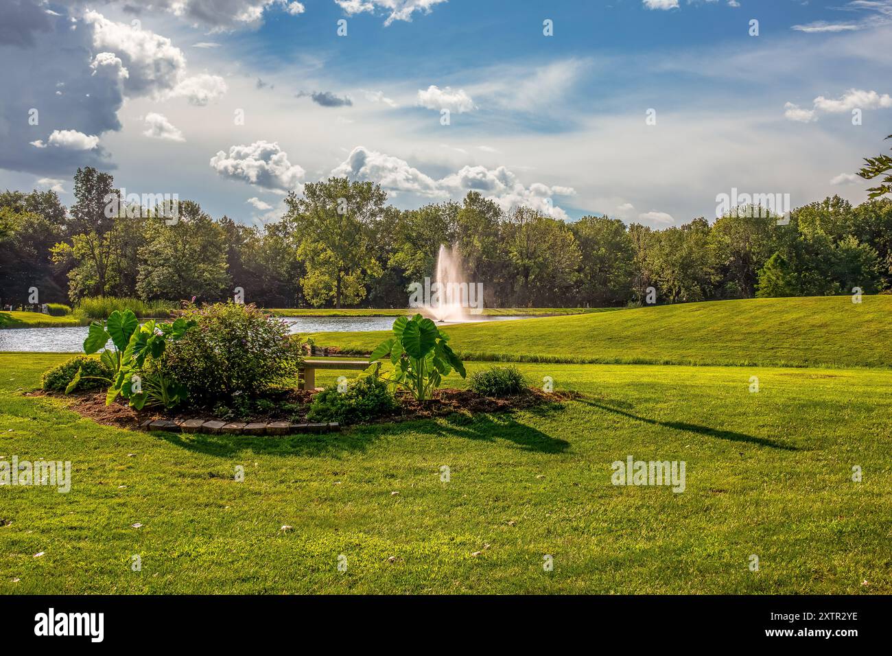 water fountain at city park on golf course Stock Photo - Alamy