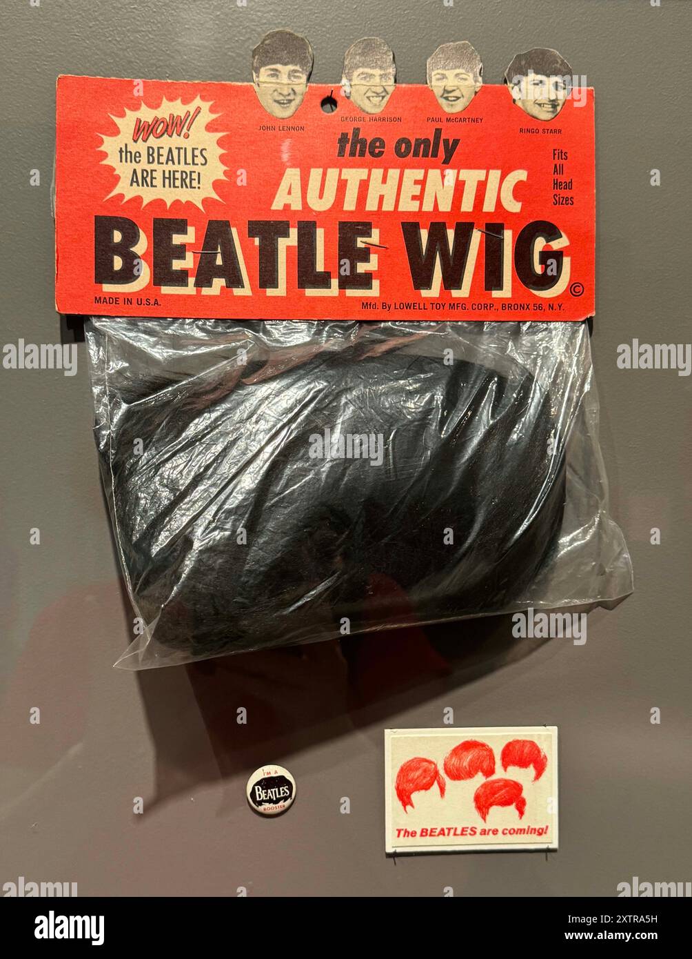 New York, New York, USA. 15th Aug, 2024. Beatles wig,1964, and Beatle ...