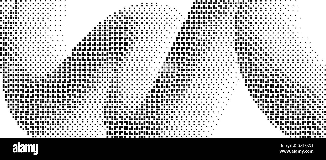 Pixelated curved gradient shape. Dotted dither squiggle texture ...