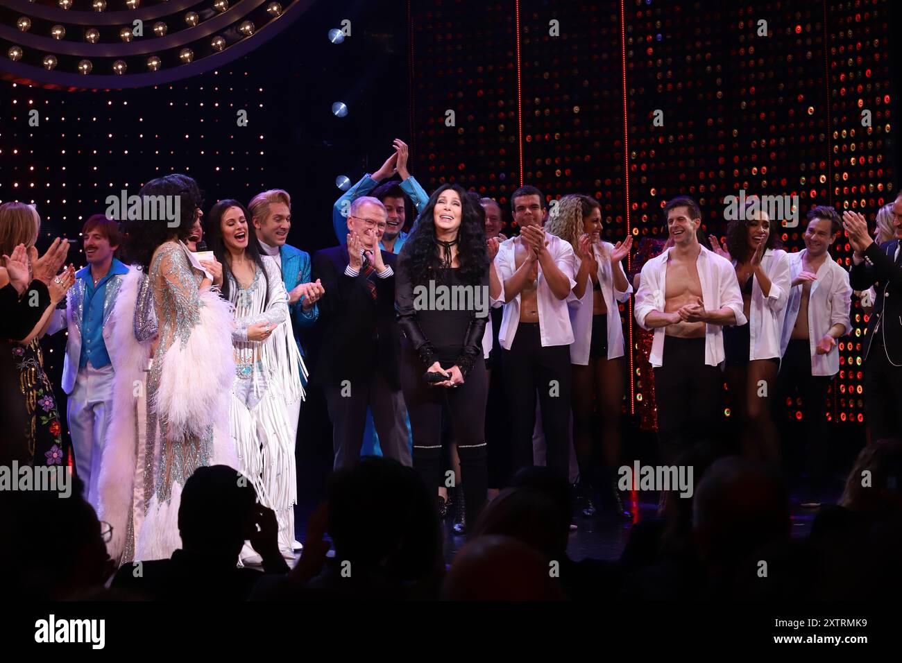 Cher appears on stage during the opening night curtain call for "The ...