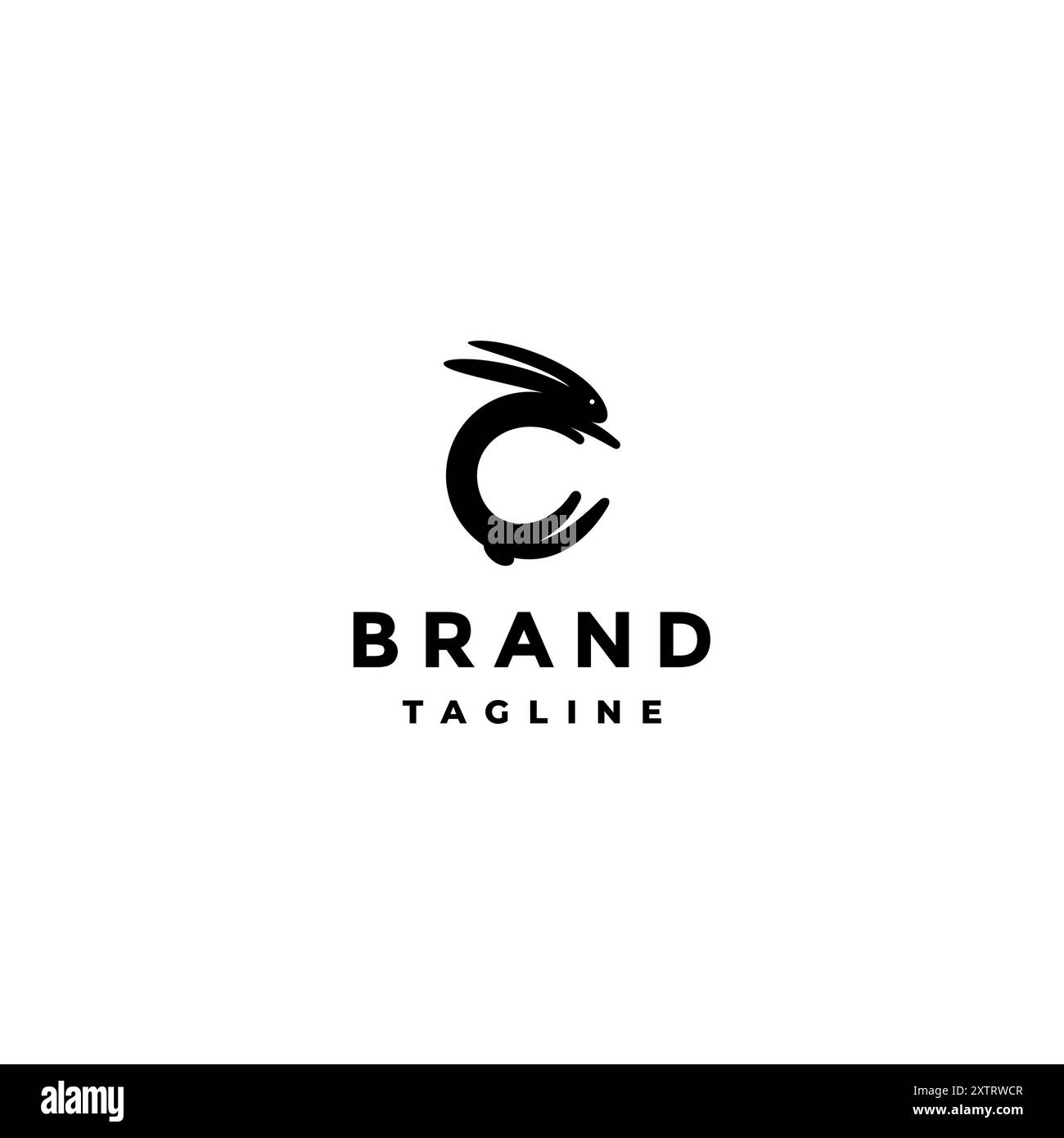 Rabbit Shaped Letter C Symbol. Jumping Rabbit Shaped Initial Letter C ...