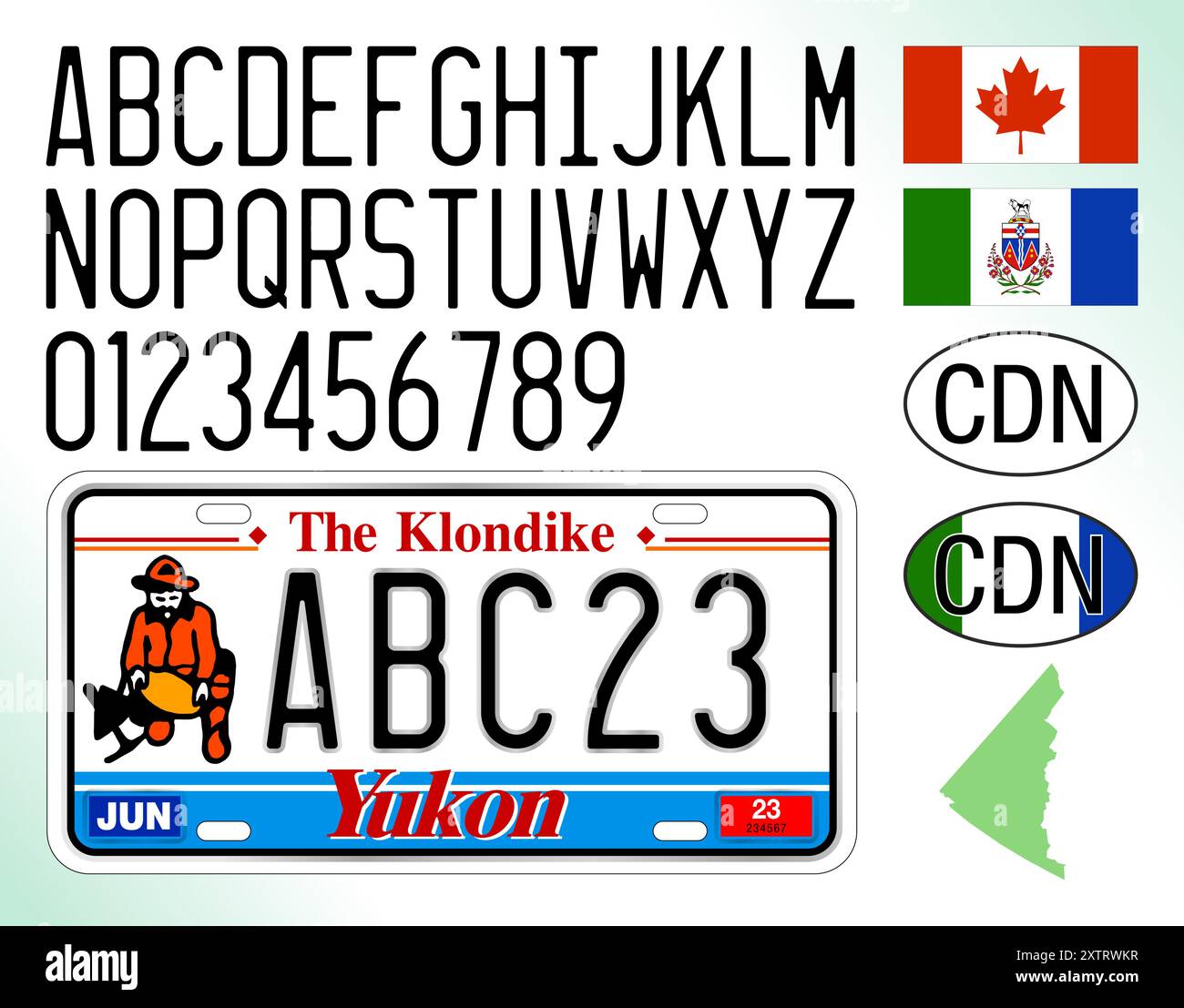 Yukon car license plate pattern, Canada, letters, numbers and symbols ...