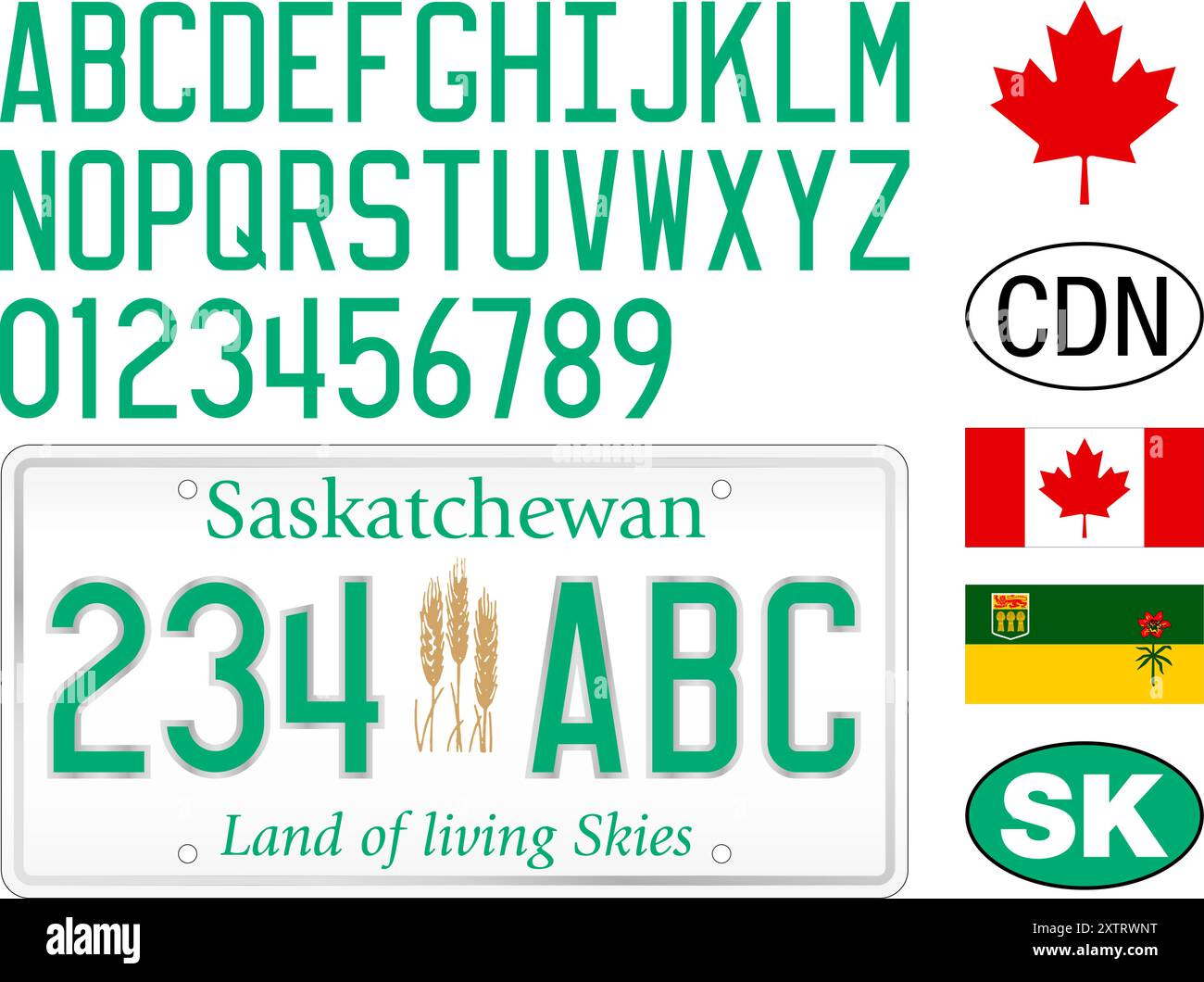 Saskatchewan car license plate pattern, Canada, numbers, letters and ...