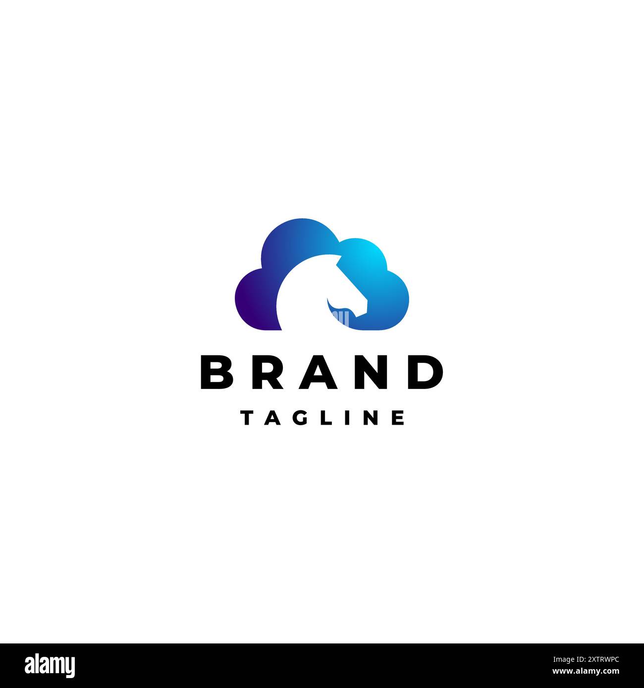 Horse Silhouette Inside Cloud Icon Design. Cloud Icon With Horse Head ...