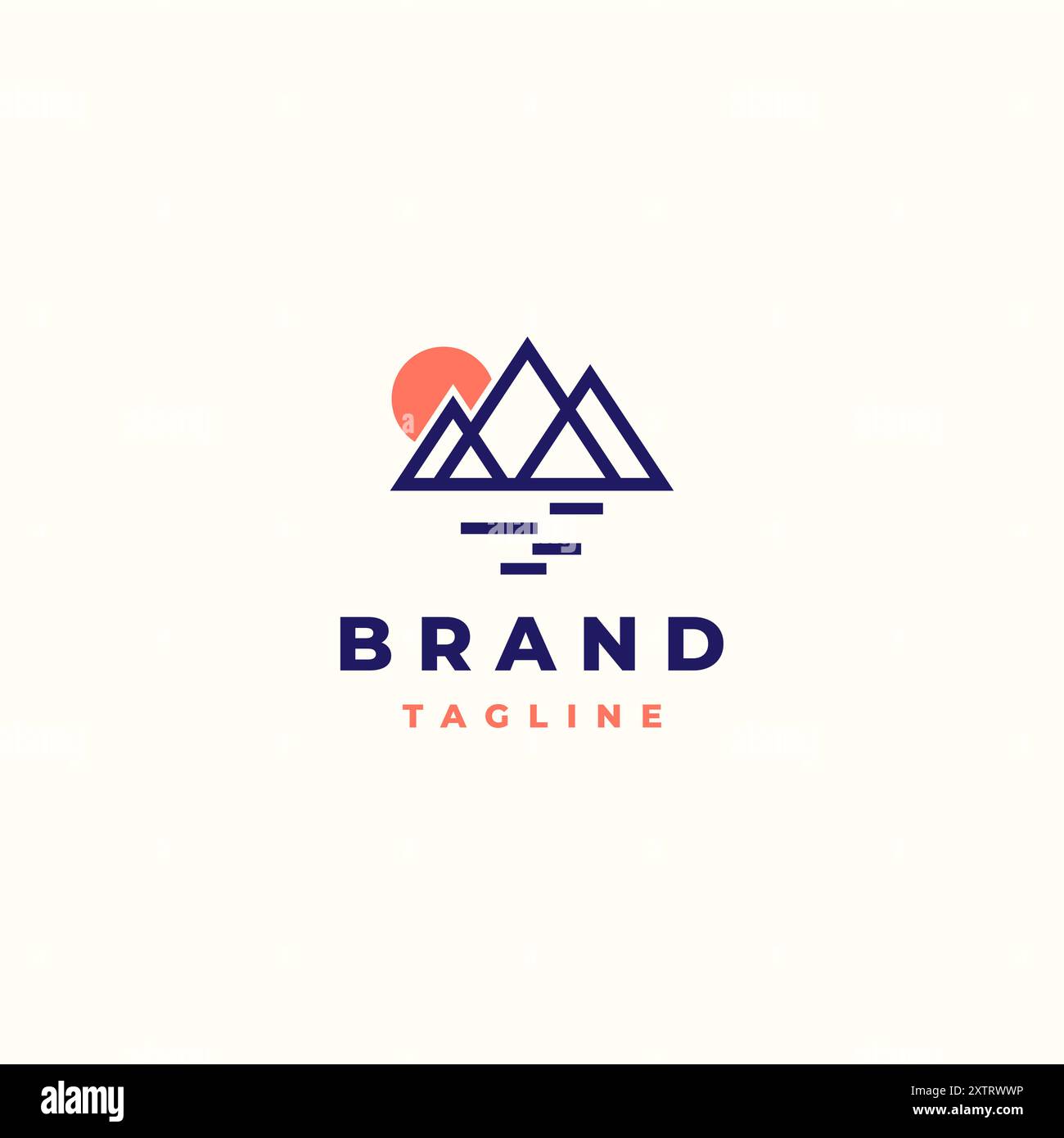 Geometric Mountains Line Logo Design. Three Triangles Icon Forming ...