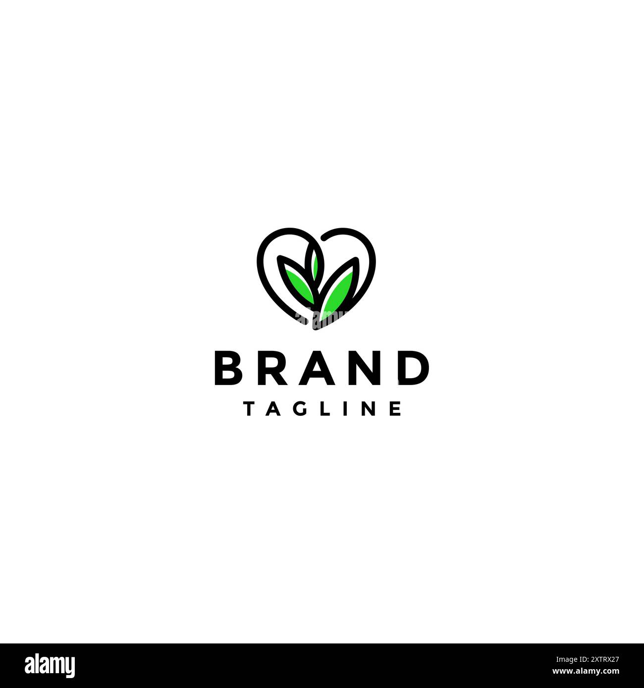 Simple Leaf Love Logo Design. Foliage Natural Icon Inside Heart Symbol ...