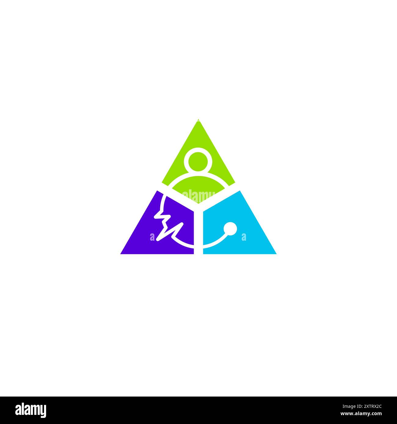 Triangle With Person And Pulse Icon Motif Design. Continuous Person and ...