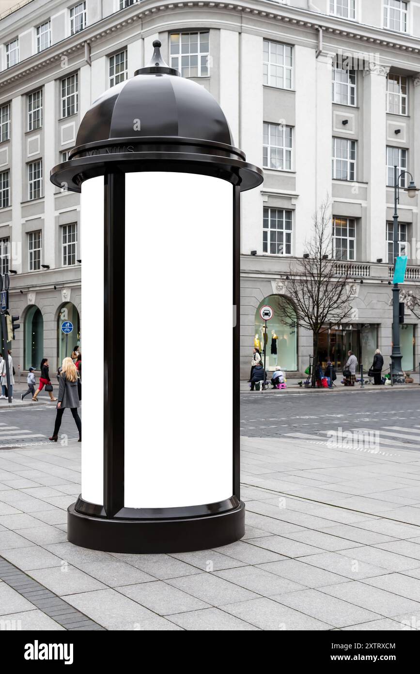 Blank Mockup Of Round Lightbox Billboard In A City Square. Classic ...