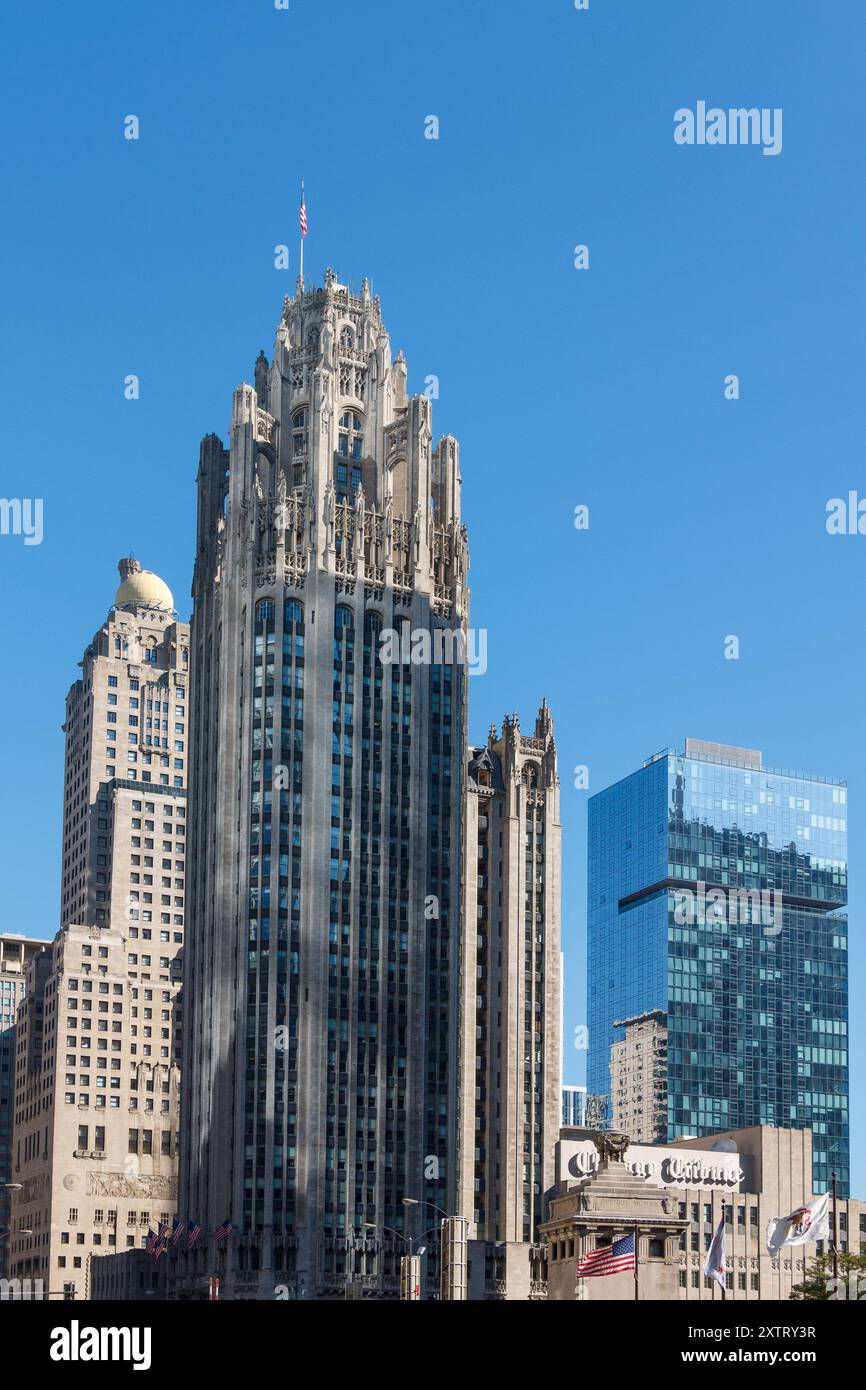 The iconic Tribune Tower Modern Architecture Building in Downtown ...