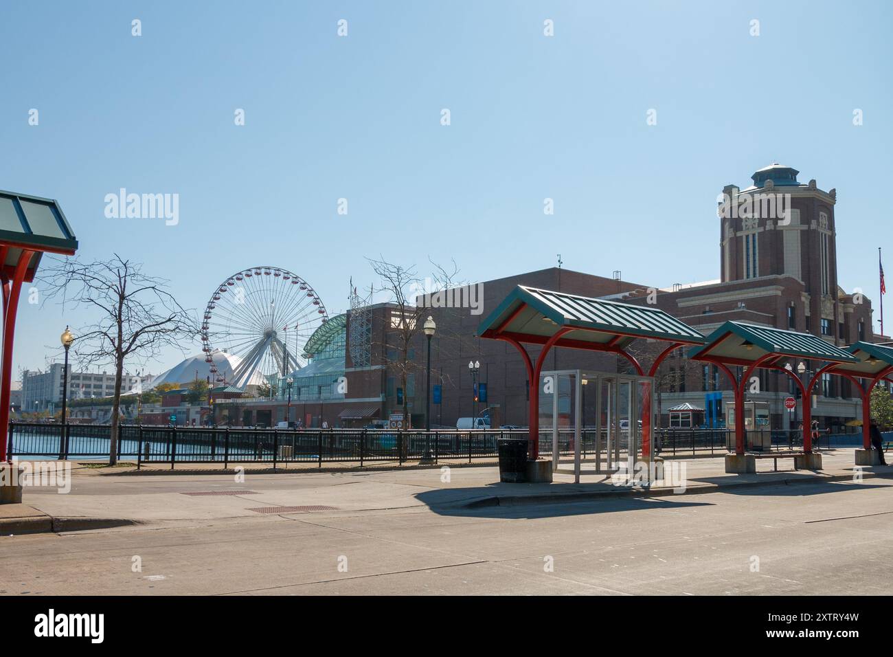 The Navy Pier and the Ferris Wheel in Downtown Chicago, Illinois ...
