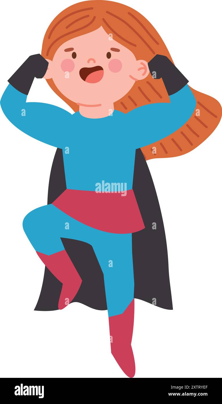 cute cartoon girl in superhero costume Stock Vector Image & Art - Alamy