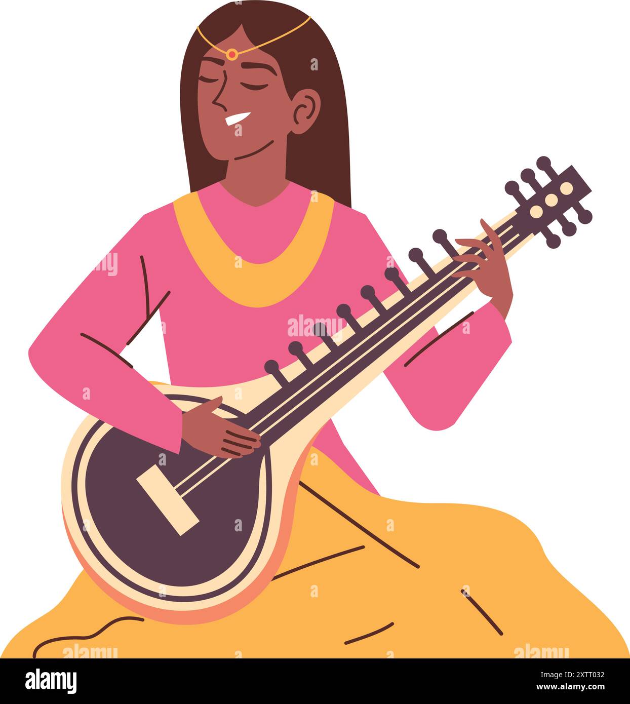 cartoon indian woman playing sitar Stock Vector Image & Art - Alamy