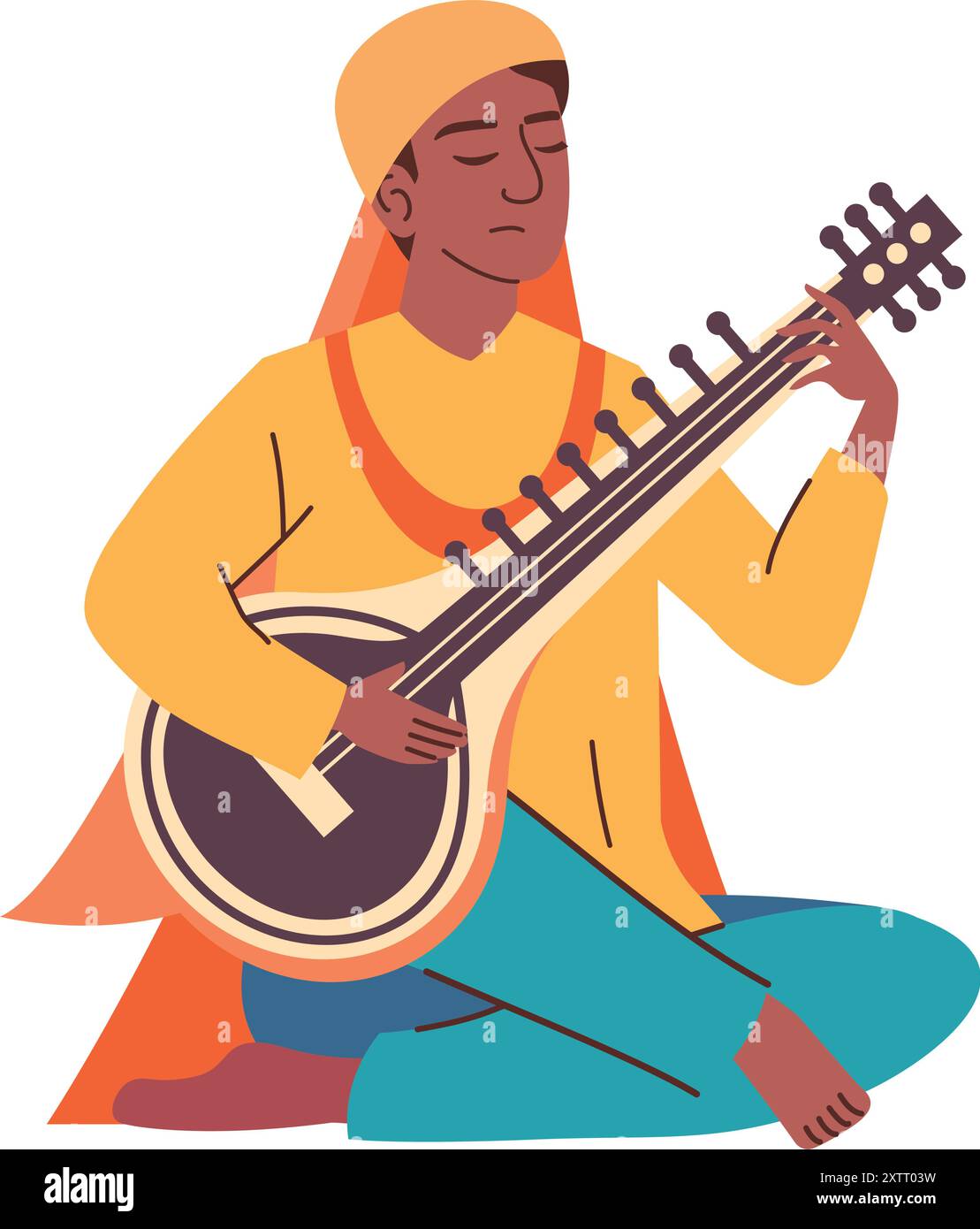 artist playing sitar folk music of india Stock Vector Image & Art - Alamy