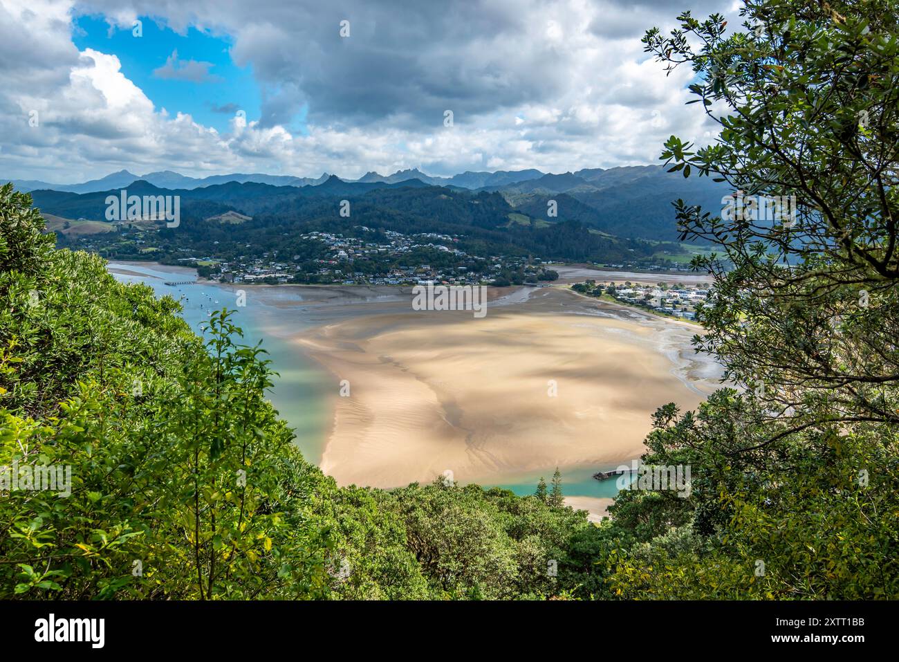 The view of the coastal village of Pauanui from the top of Mount Paku ...