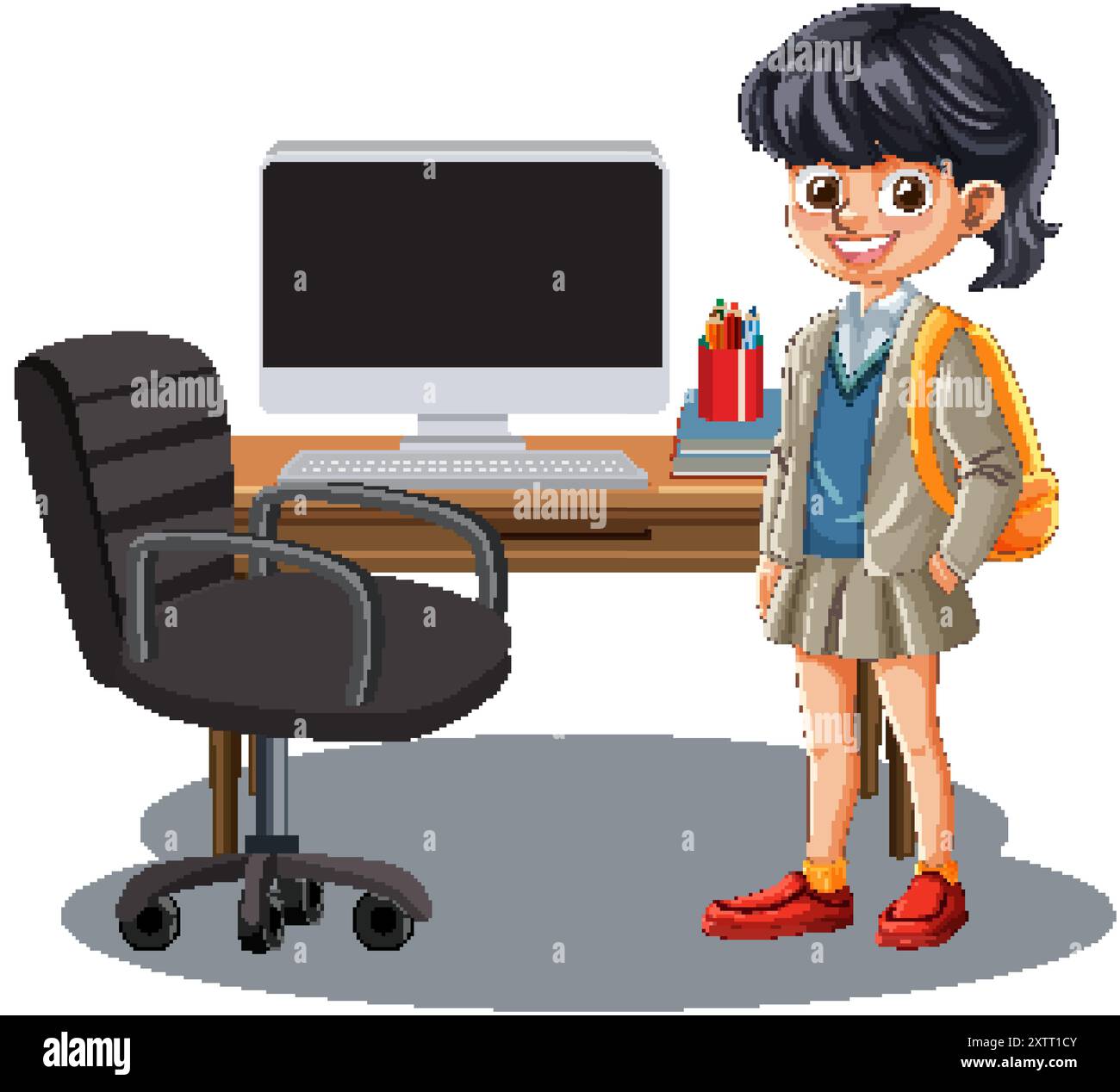 Girl uniform school desk Stock Vector Images - Alamy