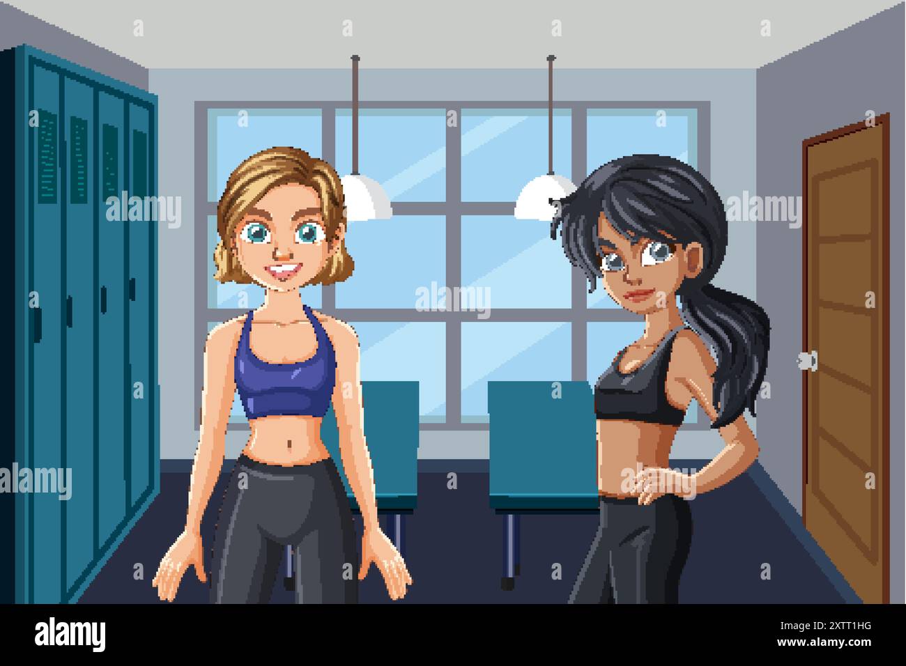 Two Women In Gym Locker Room Stock Vector Image And Art Alamy 2874