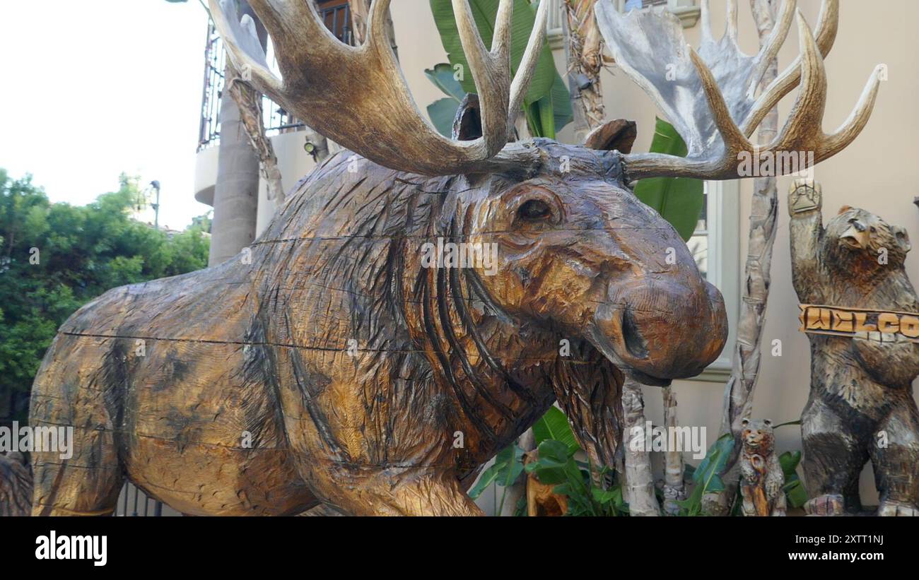 Los Angeles, California, USA 15th August 2024 Moose and wood animals at ...