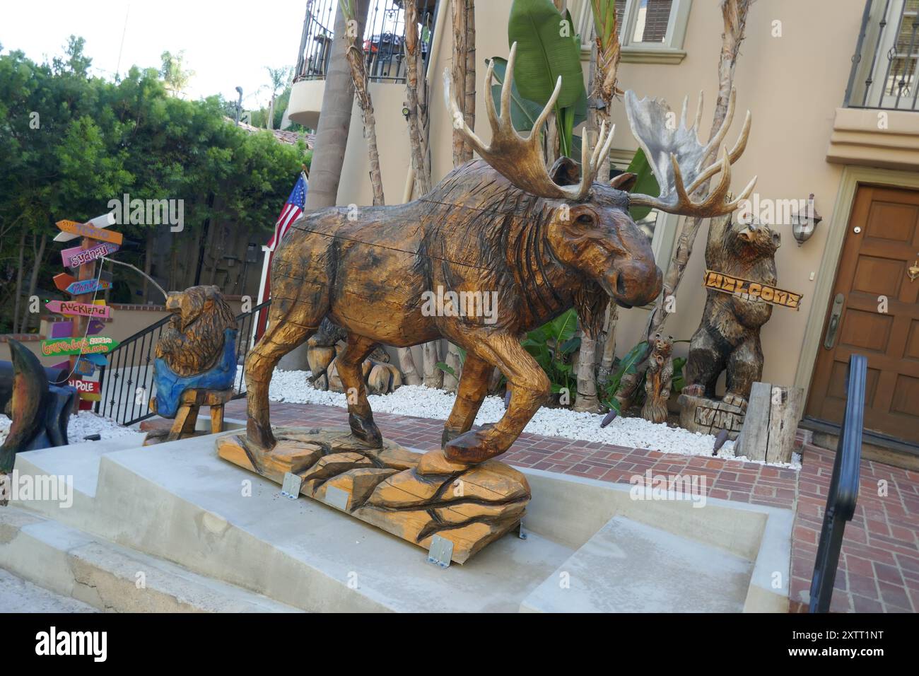 Los Angeles, California, USA 15th August 2024 Moose and wood animals at ...