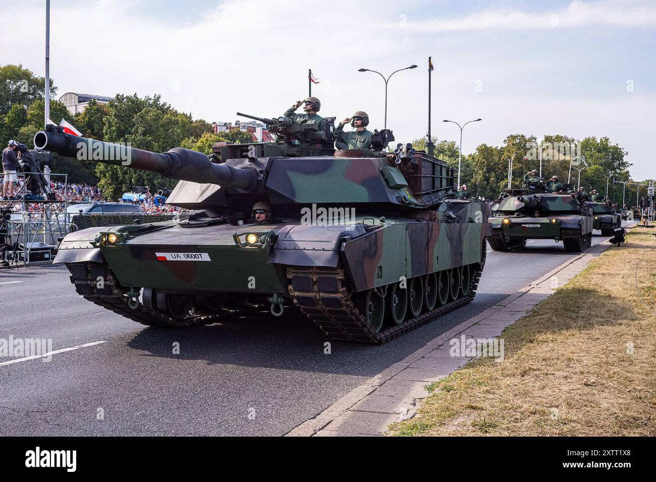 Polish tanks pass through during the military parade. Poland celebrates ...