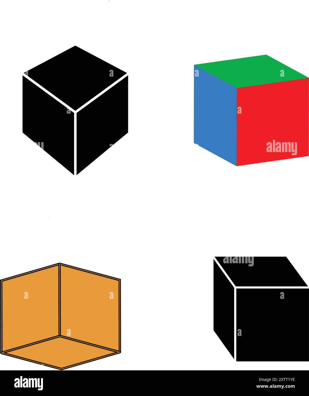 3d rectangle illustration outline Cut Out Stock Images & Pictures - Alamy