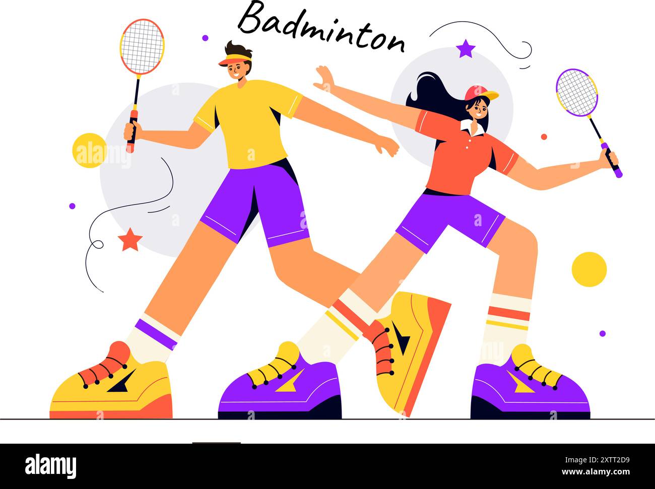 Vector Illustration of a Badminton Player with a Shuttle and Racket on ...