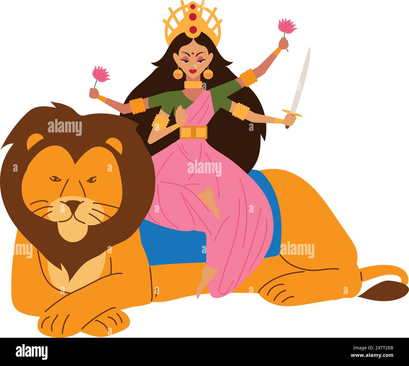 goddess durga and lion Stock Vector Image & Art - Alamy