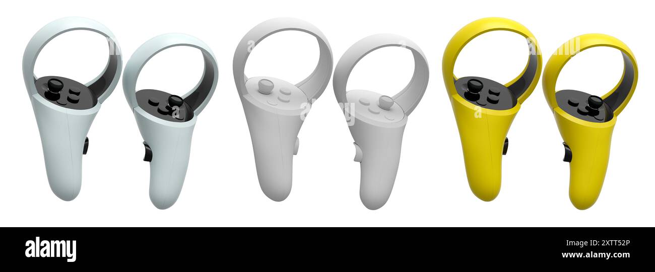 Virtual reality controllers for online gaming isolated on white ...