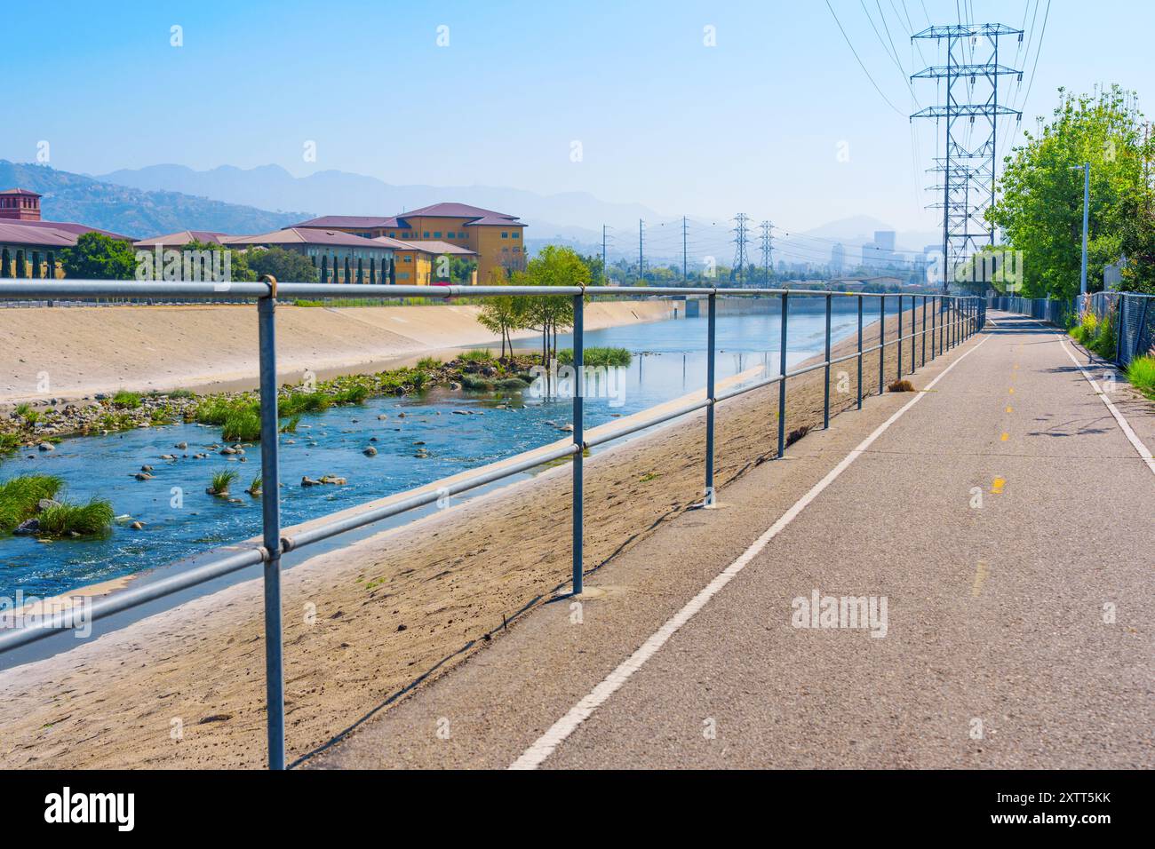 Pathway runs alongside the Los Angeles River in Elysian Valley ...