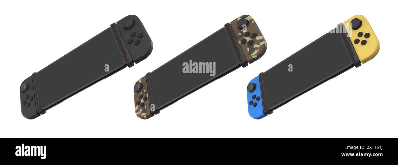 Realistic video game controllers console attached to mobile phone ...