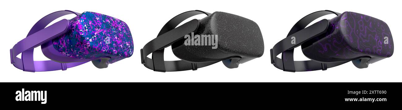 Virtual reality glasses and headset isolated on white background with ...