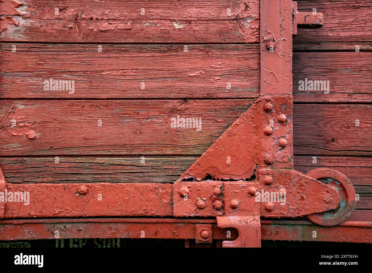 Details of an old rusty steam train weathered wood and metal components ...