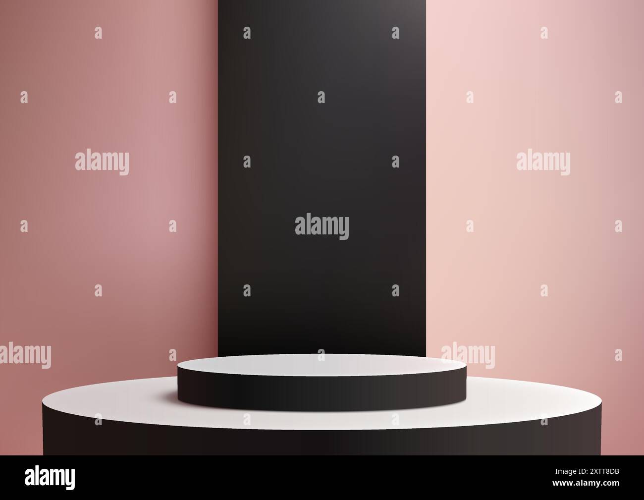 Minimalist Black Cylinder Platform on White Base with Pink and Black ...