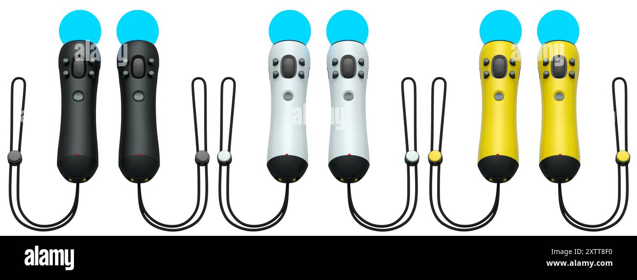 Virtual reality controllers for online and cloud gaming isolated on ...