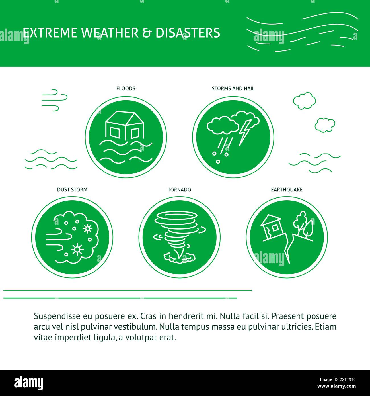 Extreme weather disasters banner template with place for text. Vector ...