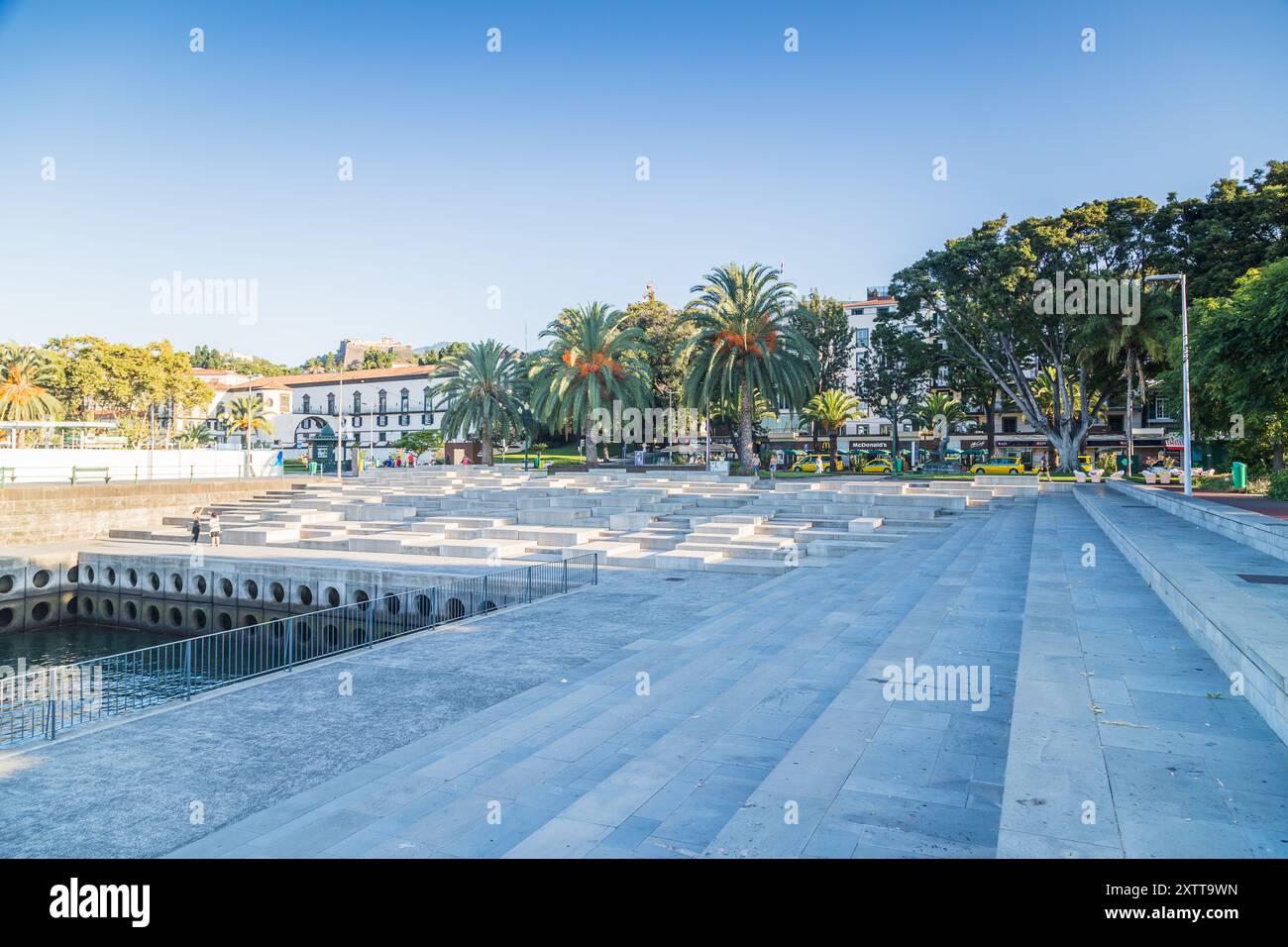 Modern steps doubling up at a seating area seen on the waterfront of ...