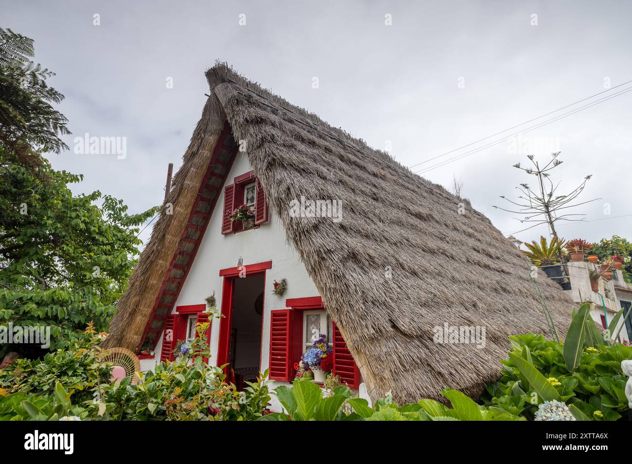 A once typical triangular house in Santana, Madeira with a thatched ...