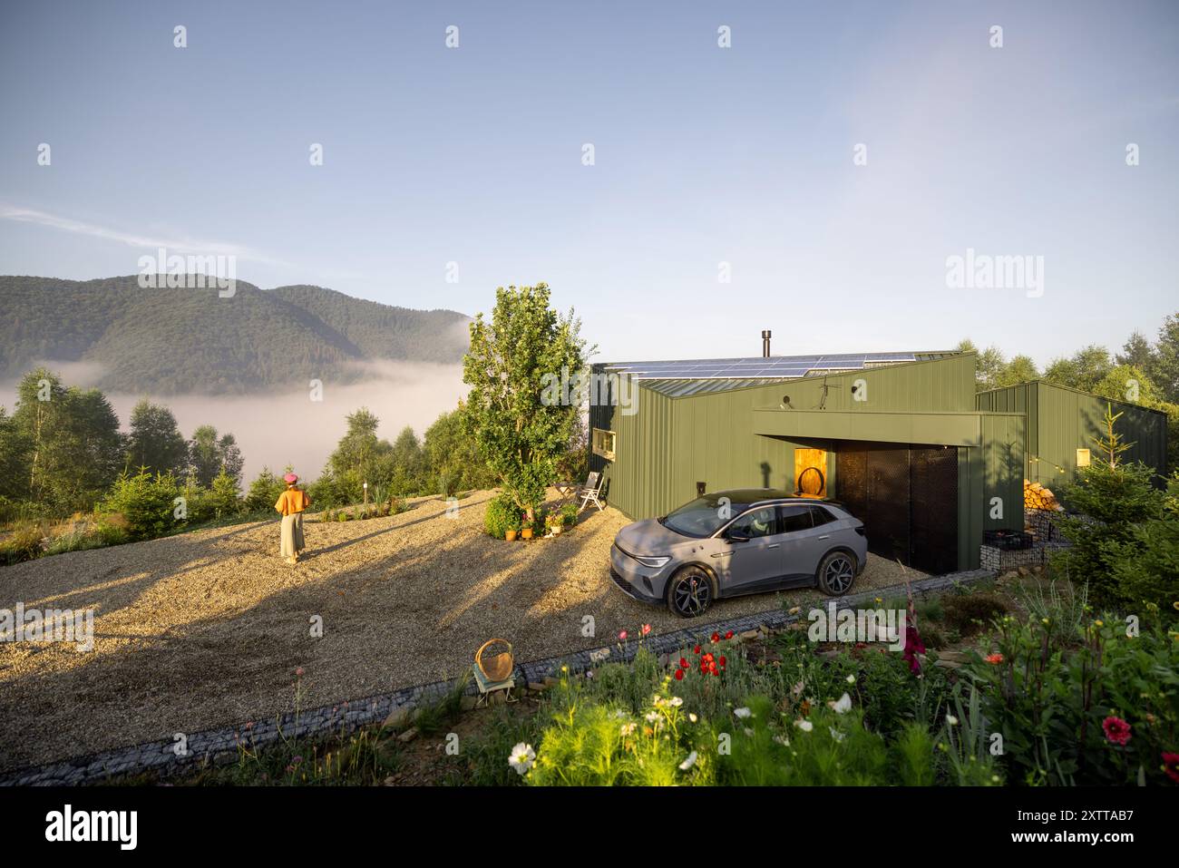 Solar panels in mist hi-res stock photography and images - Alamy