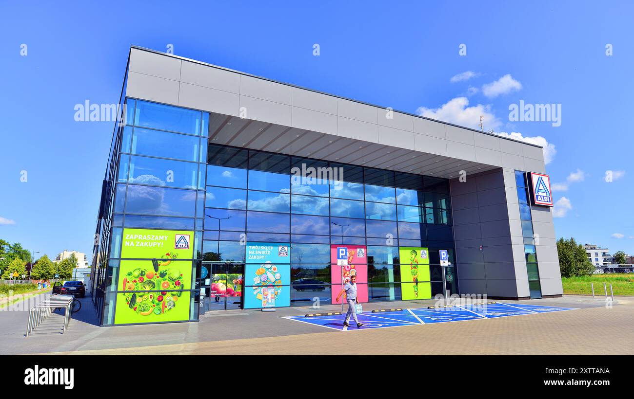 Warsaw, Poland. 7 August 2024. Aldi Discount Supermarket. A modern ...