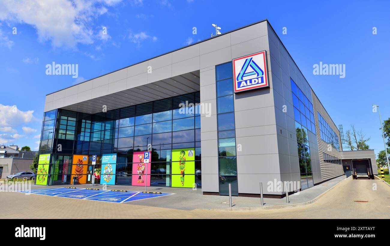 Warsaw, Poland. 7 August 2024. Aldi Discount Supermarket. A modern ...