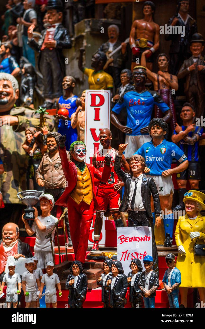 Naples, Italy - June 24, 2024: An eclectic mix of vivid figurines ...