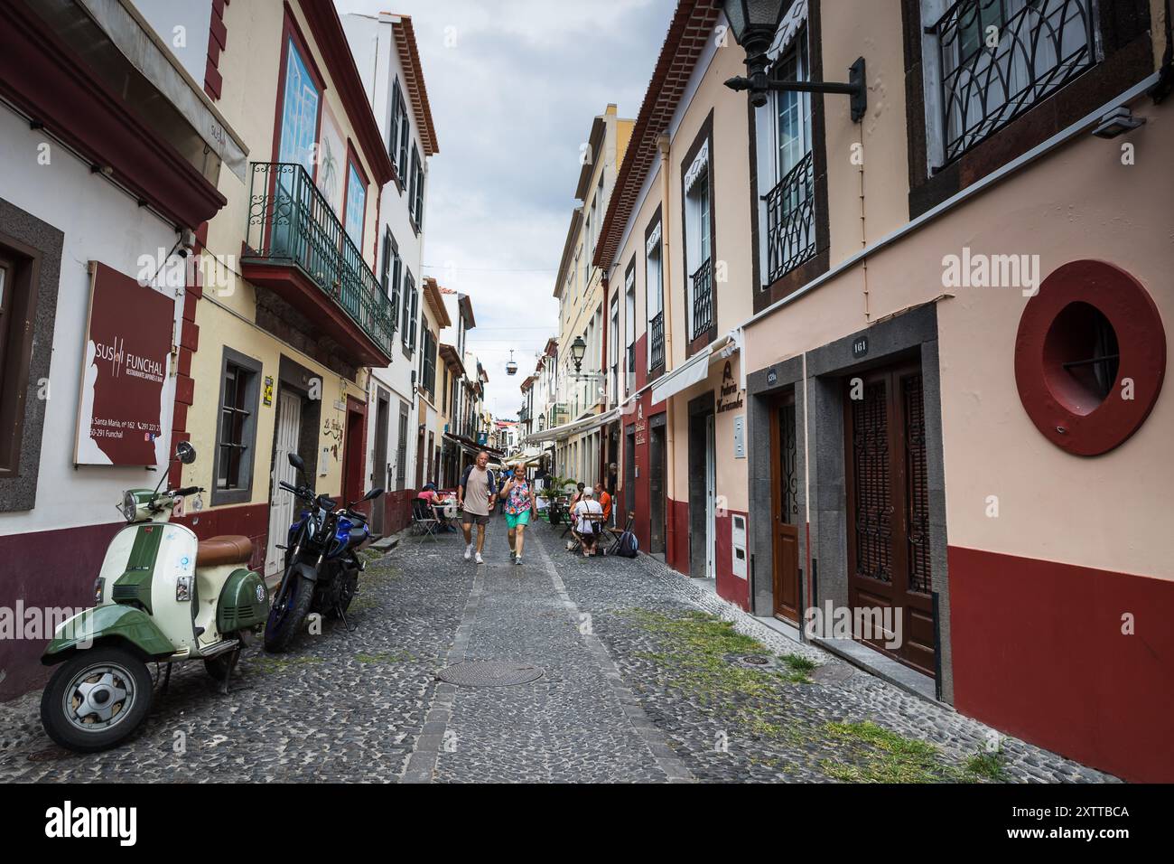 Looking along Santa Maria Street in Funchal in Madeira, Portugal on 30 ...