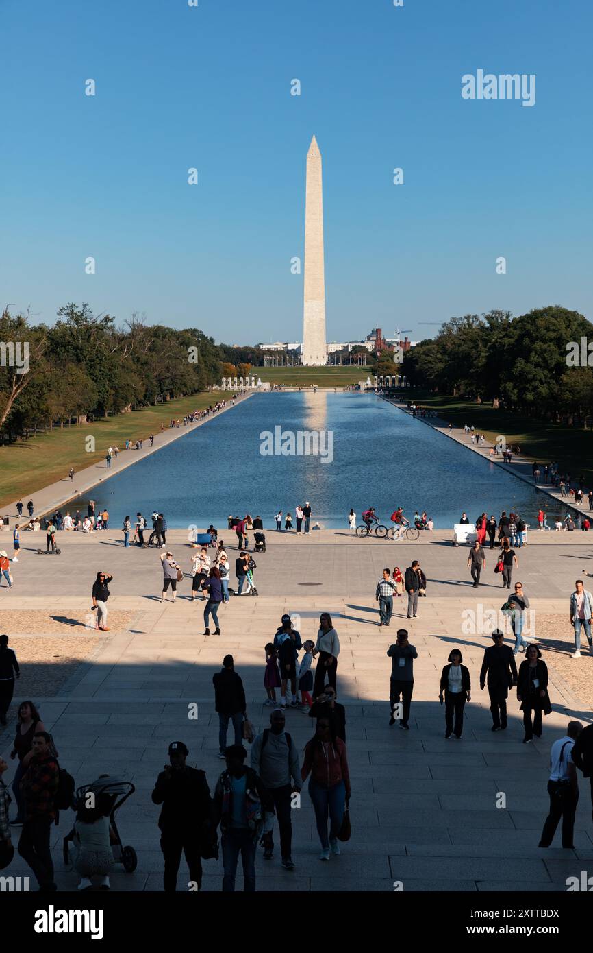 Washington DC, USA - Oct. 10, 2022: People relaxing in front of a ...